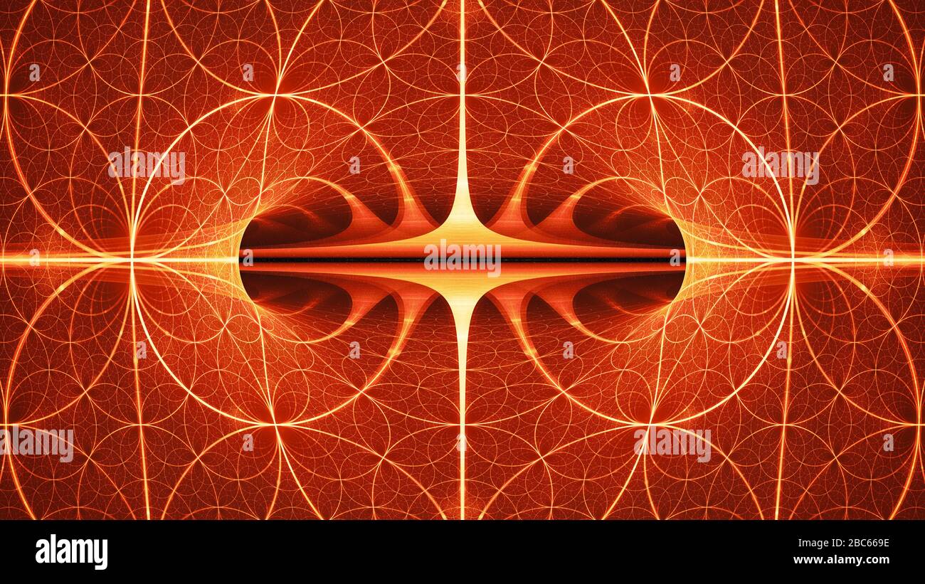 Fiery glowing 4 dimensional object in space, computer generated abstract background, 3D ...