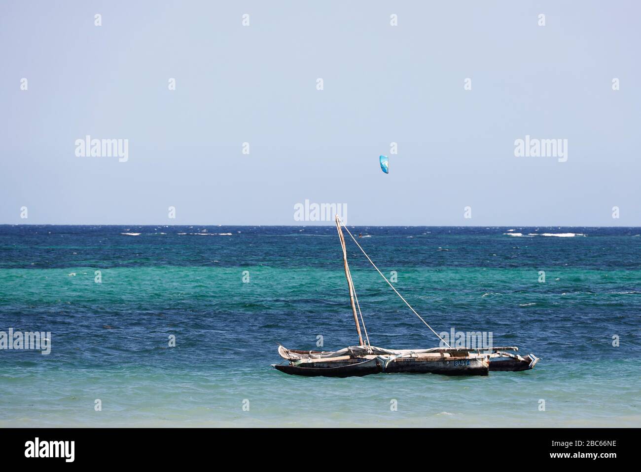 Boat at Diani Beach - Galu Beach - Kenya, Africa Stock Photo - Alamy