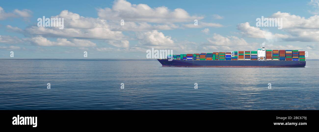 Container ship carrying container for import and export, business ...