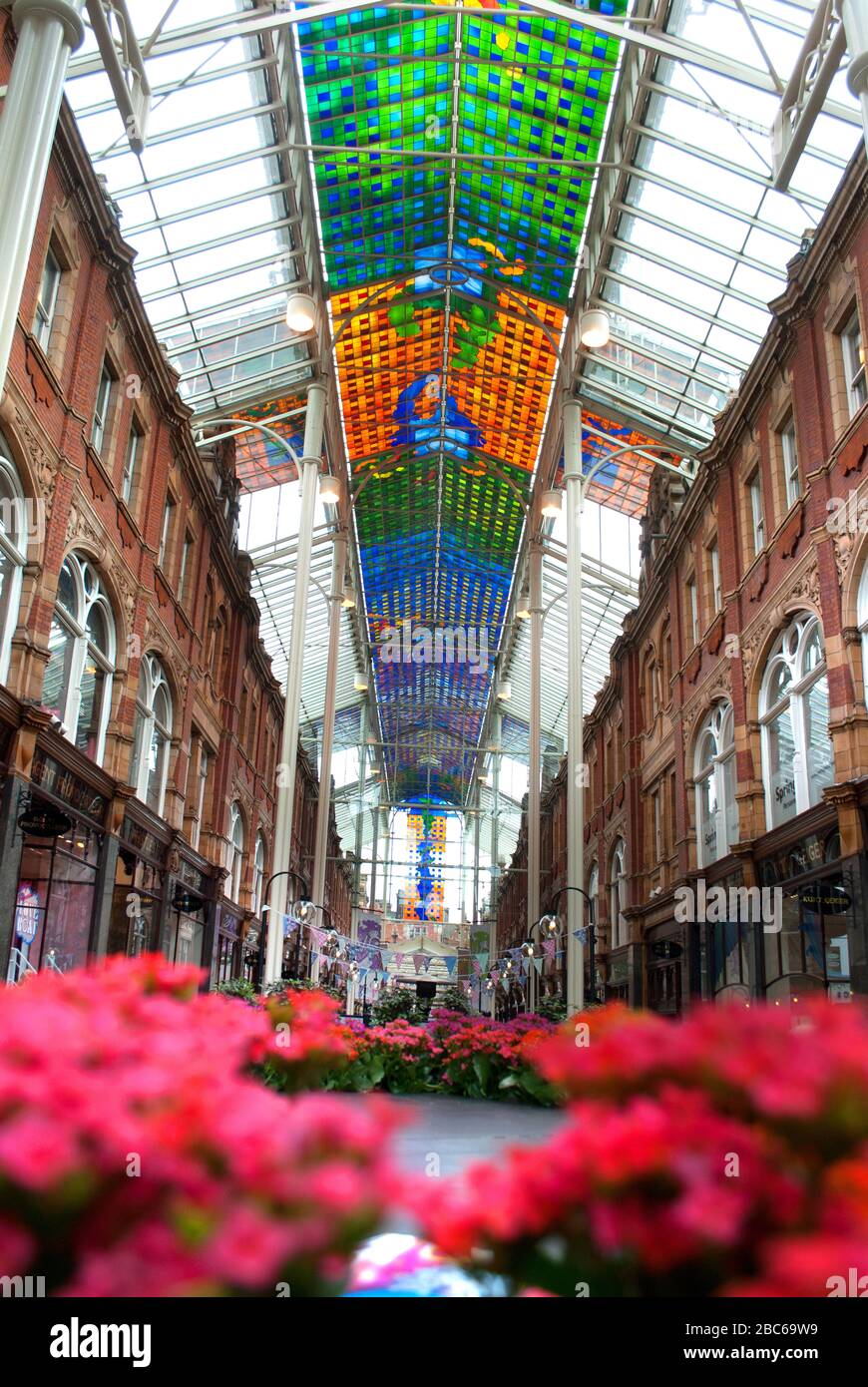 Stained glass roof in the Victoria Quarter, Leeds Stock Photo - Alamy