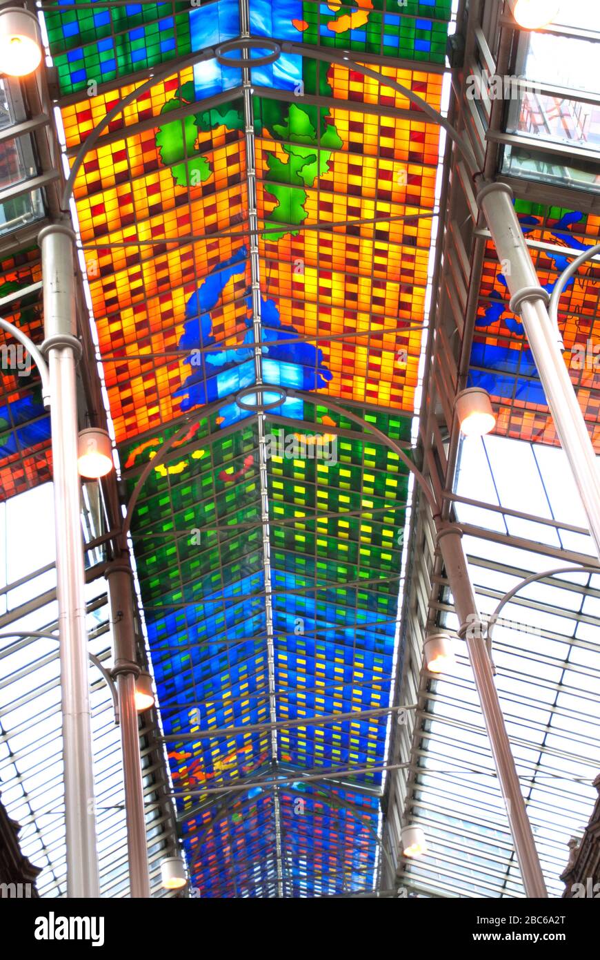 Stained glass roof in the Victoria Quarter, Leeds Stock Photo - Alamy