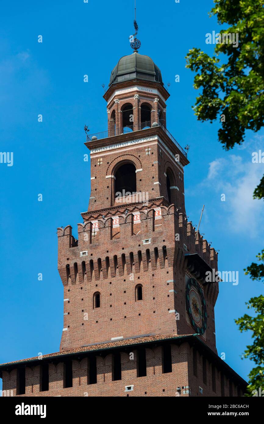 Elements of the architecture of the ancient Castle of Sforza in Milan ...