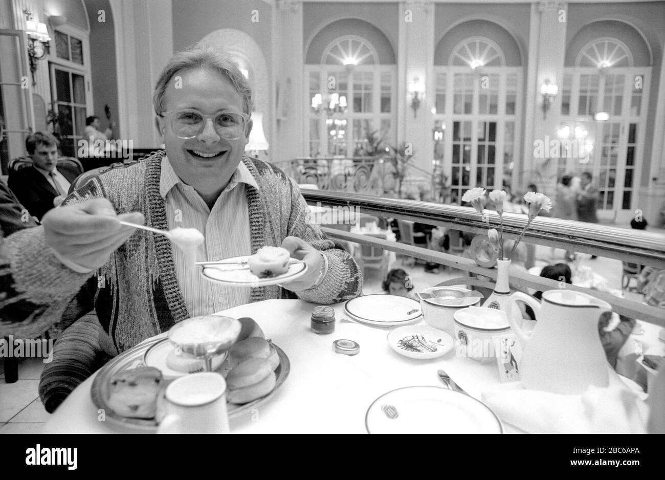 Christopher Biggins taking tea at the Waldorf Hotel, London, 1988 Stock ...