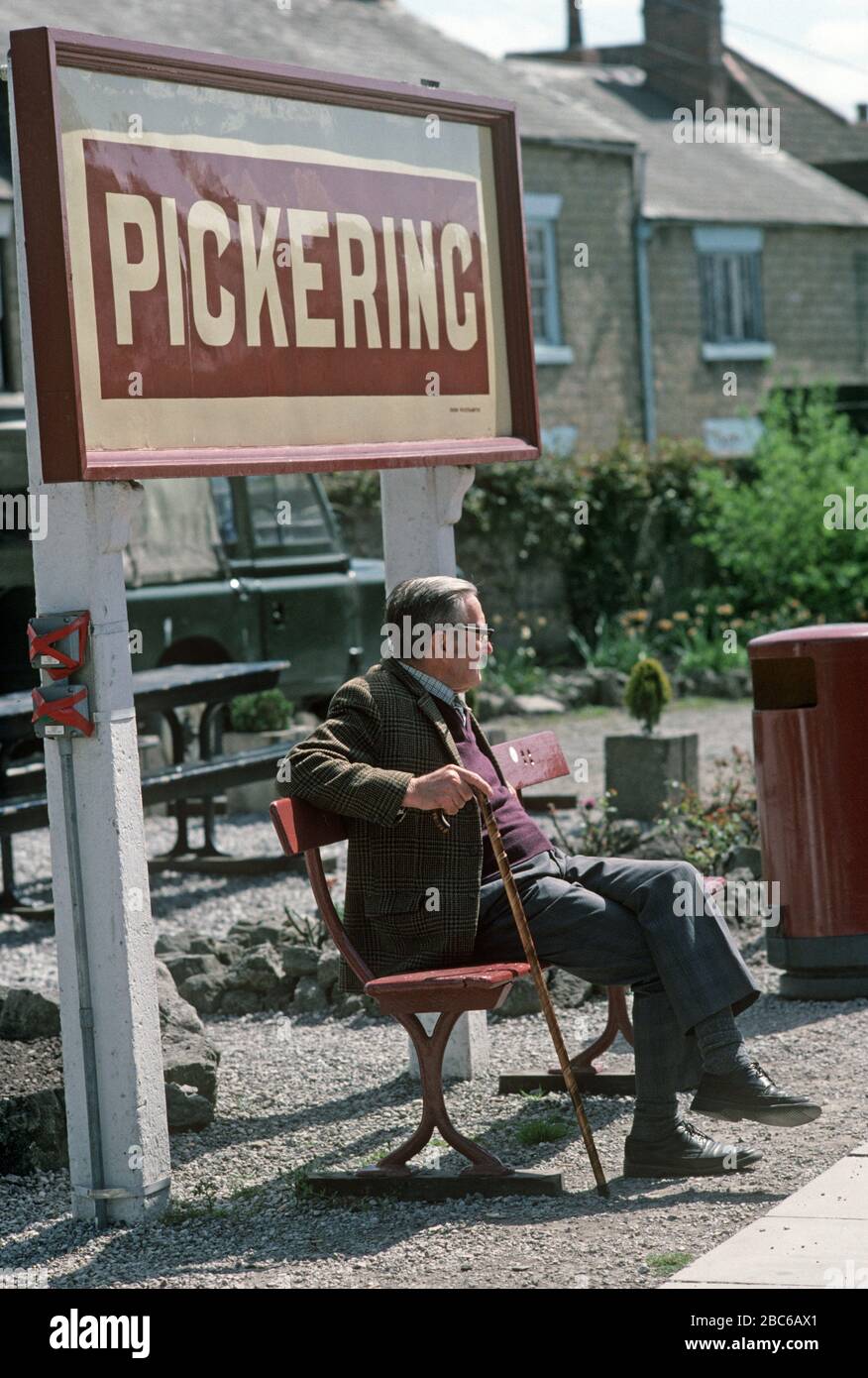 Passenger waiting for train at Pickering station on the North Yorkshire ...