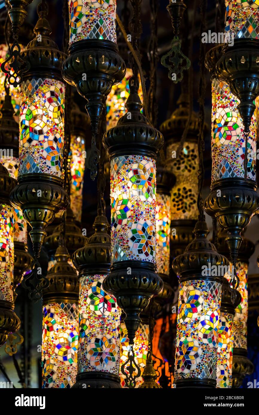 Traditional Turkish lanterns made of colored glass Stock Photo - Alamy