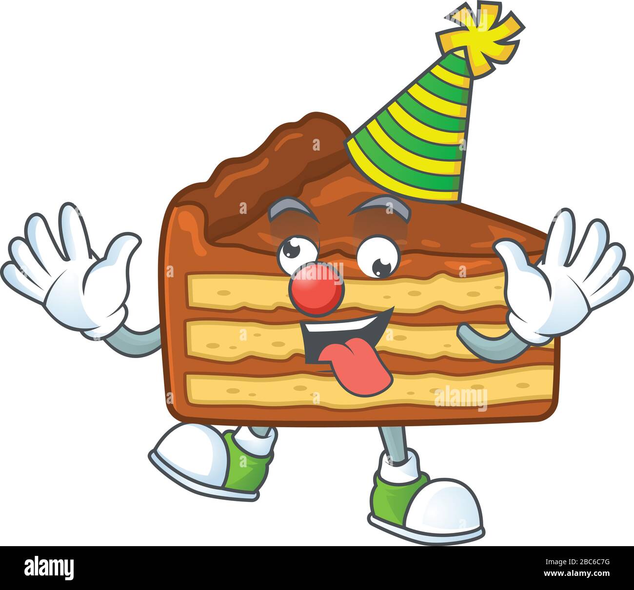 Amusing Clown chocolate slice cake cartoon character mascot style Stock ...