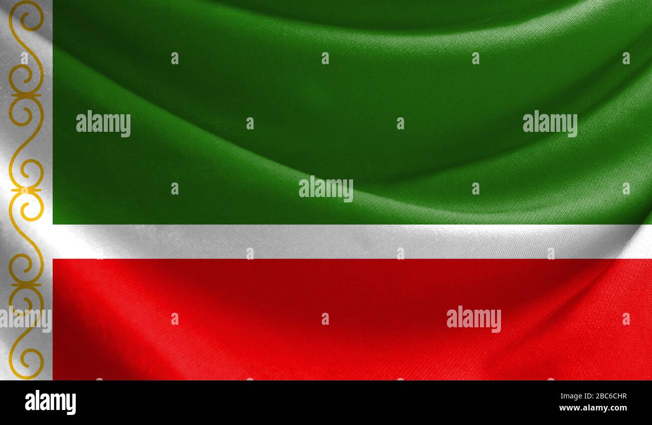 Realistic flag of Chechen Republic on the wavy surface of fabric Stock ...