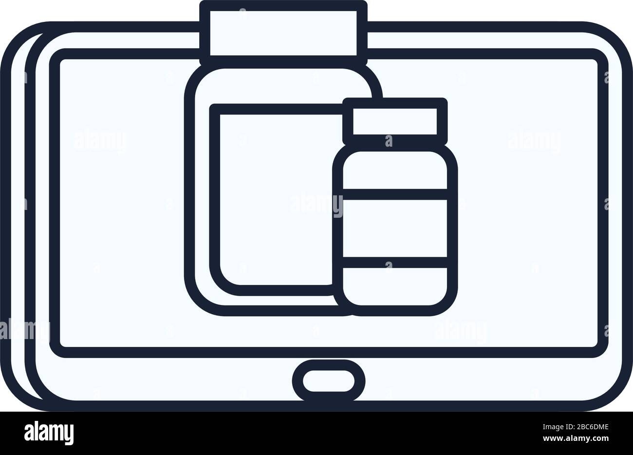 Pills jars inside tablet line style icon design of Medical care health ...