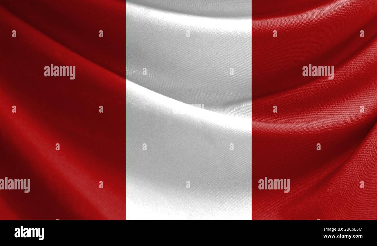 Realistic flag of Peru on the wavy surface of fabric Stock Photo - Alamy