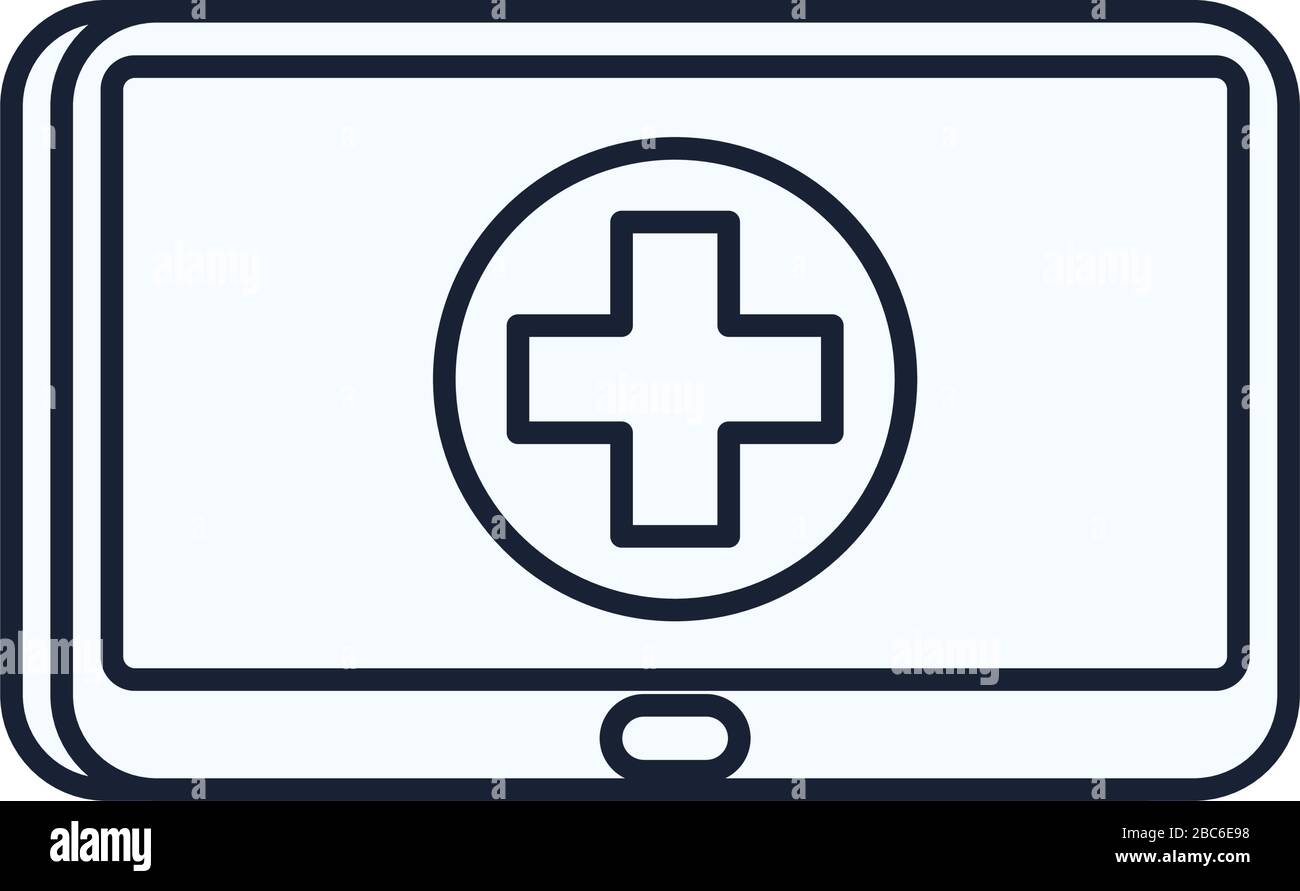 Cross inside tablet line style icon design of Medical care health ...