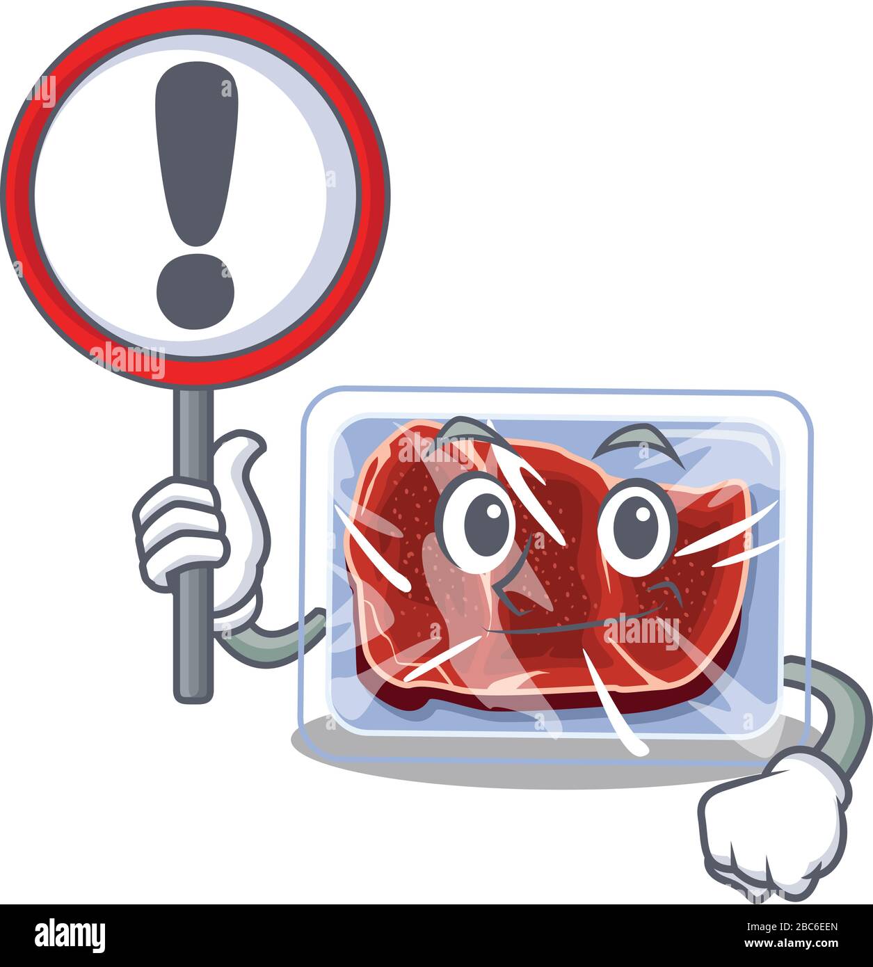 An icon of frozen beef cartoon design style with a sign board Stock ...