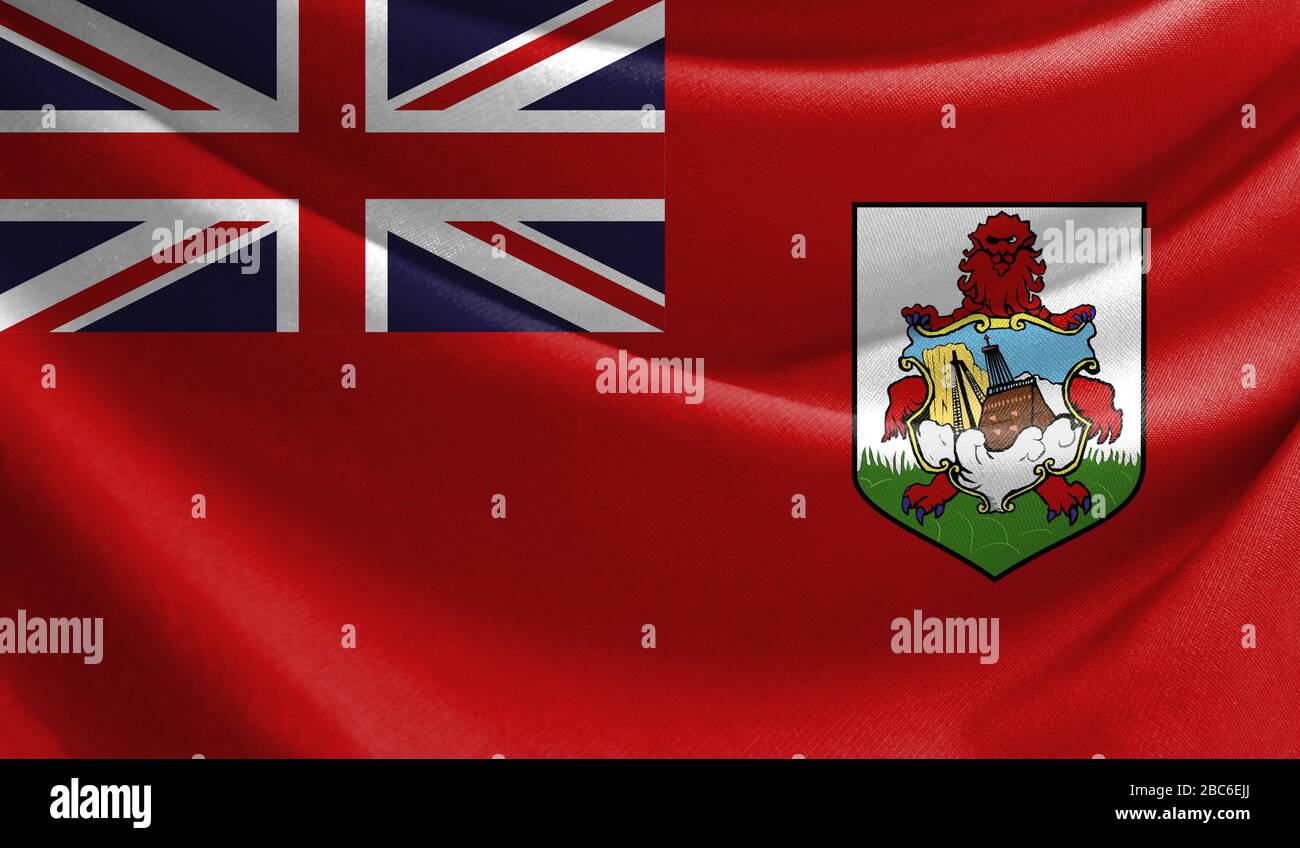 Realistic flag of Bermuda Islands on the wavy surface of fabric Stock ...