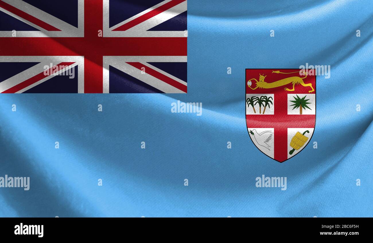 Realistic flag of Fiji on the wavy surface of fabric Stock Photo - Alamy