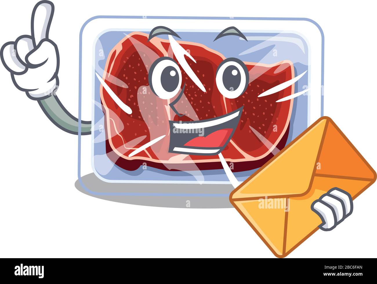 Happy frozen beef mascot design concept with brown envelope Stock ...