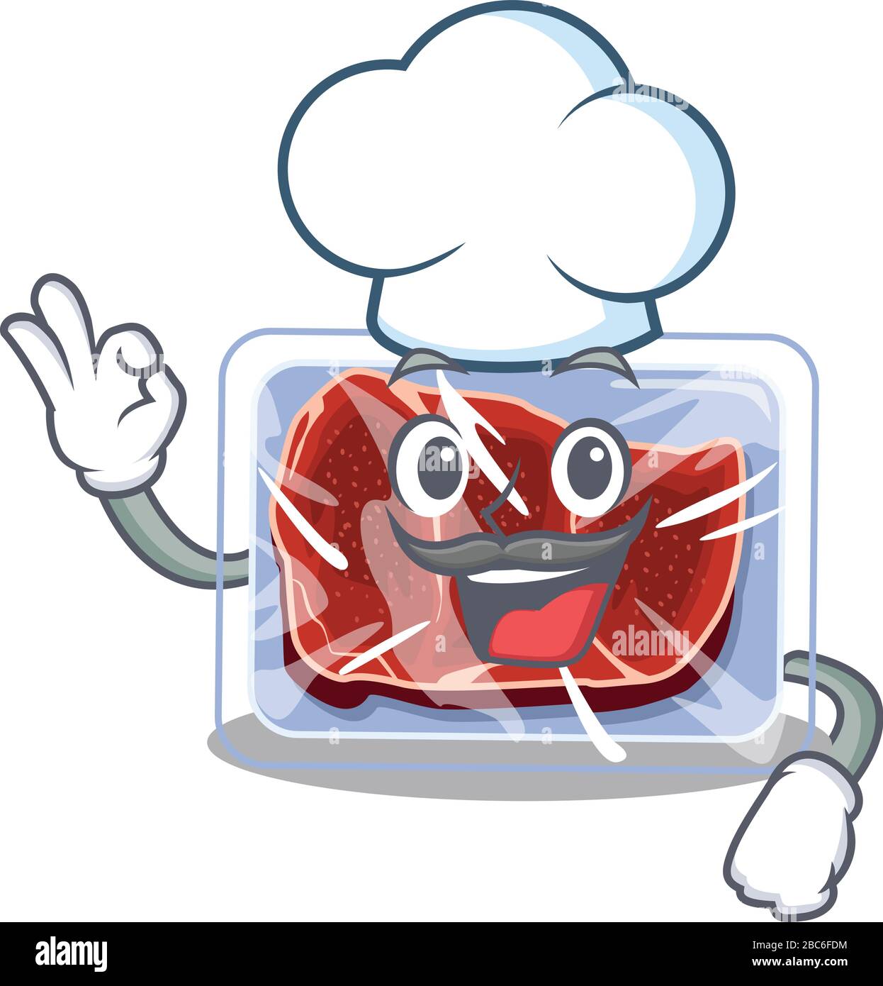 Frozen beef chef cartoon design style wearing white hat Stock Vector ...