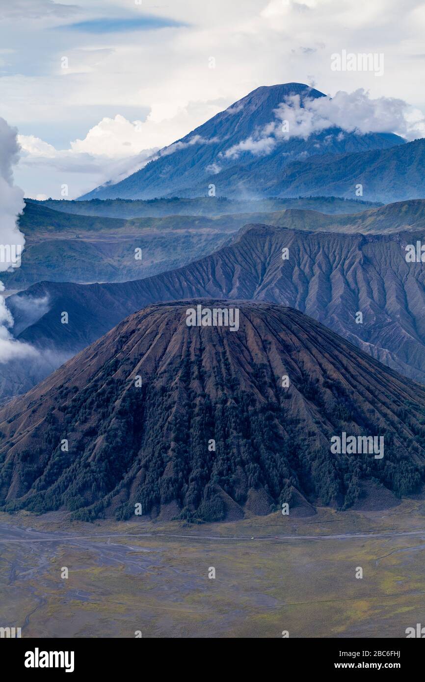 An Elevated View Of Mount Batok (foreground) and The Bromo Tengger ...