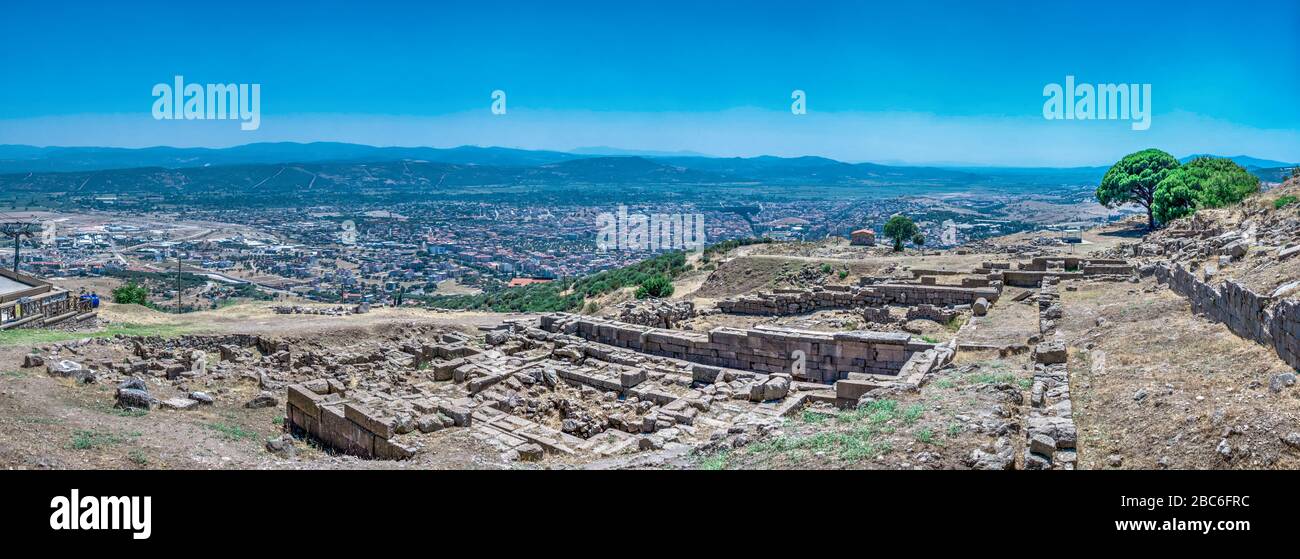 Ruins of the Ancient Greek city Pergamon in Turkey. Big size panoramic ...