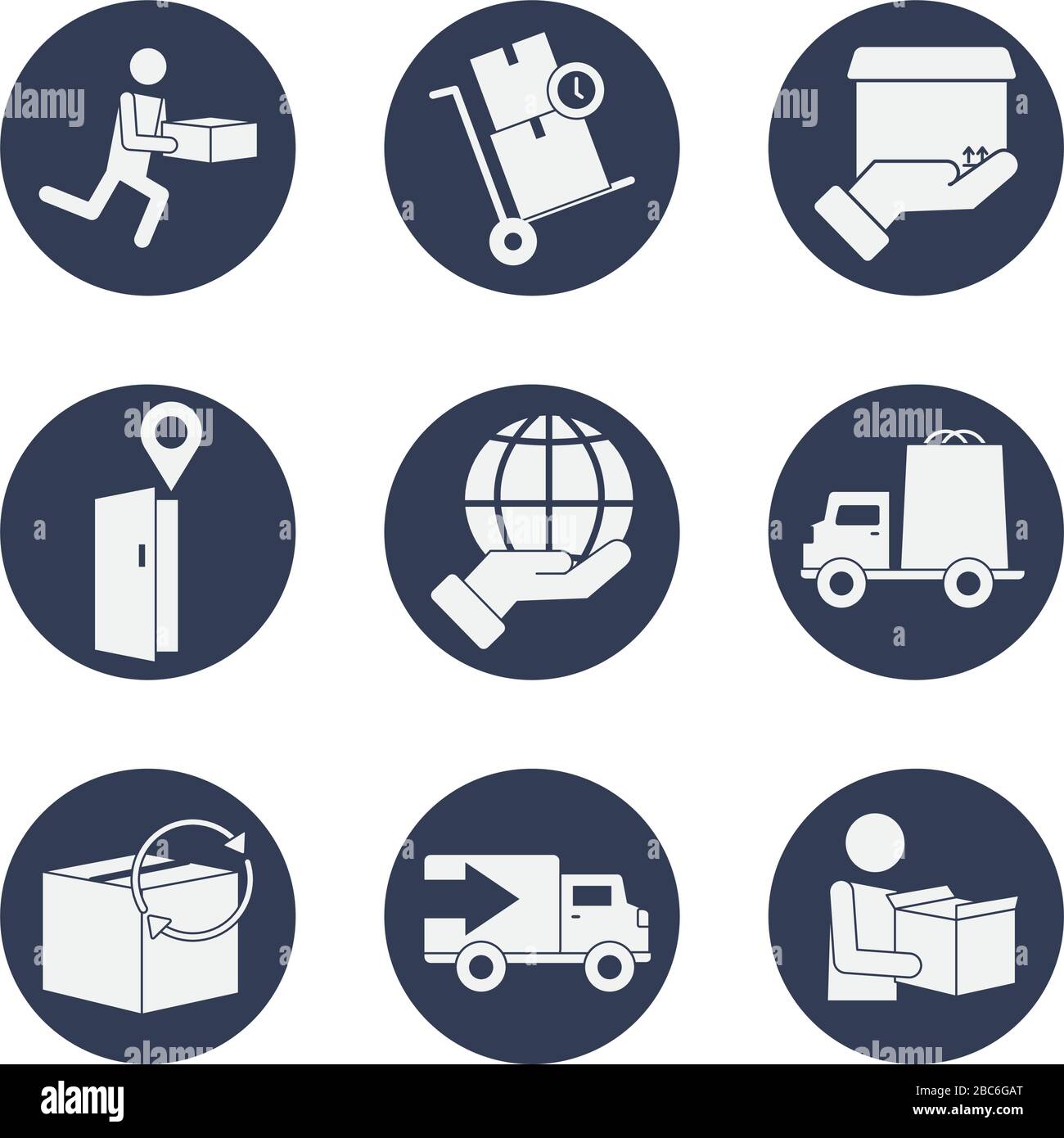 boxes and delivery icon set over white background, block style, vector ...