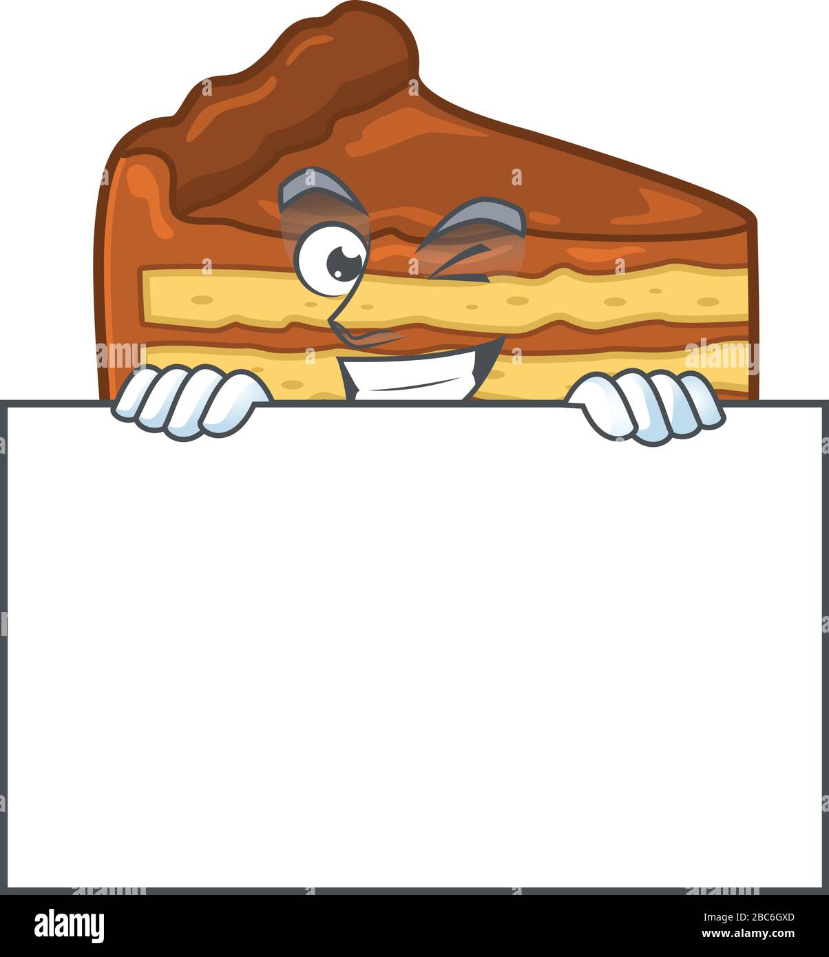 Sneaky chocolate slice cake cartoon character style hiding behind a ...