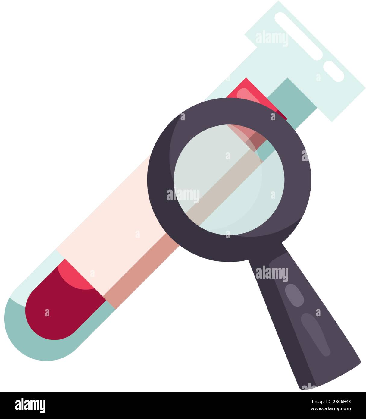 Blood tube and lupe flat style icon design of Medical care health hospital emergency aid exam ...