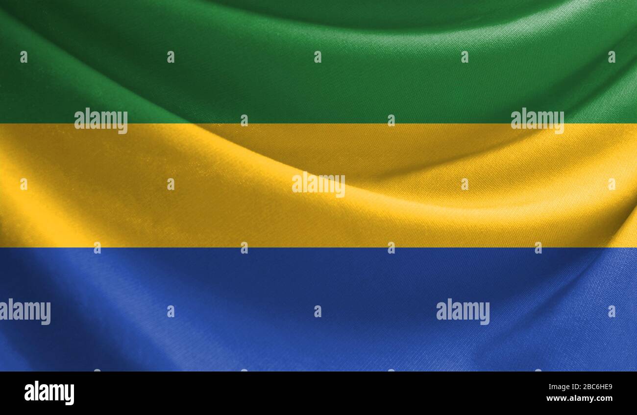 Realistic flag of Gabon on the wavy surface of fabric Stock Photo - Alamy