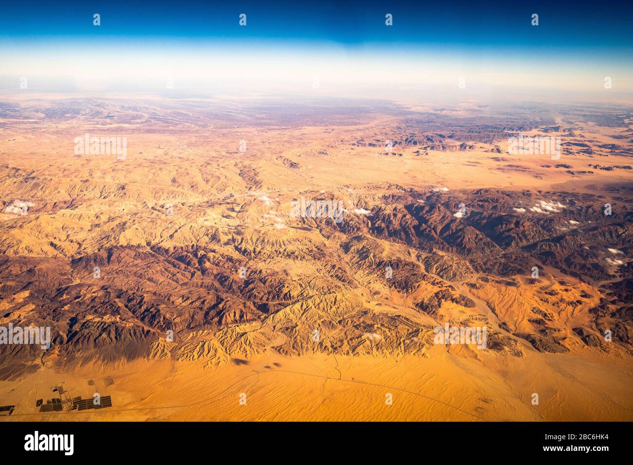 Aerial view of the Kingdom of Jordan from the gulf of Aqaba Red Sea ...