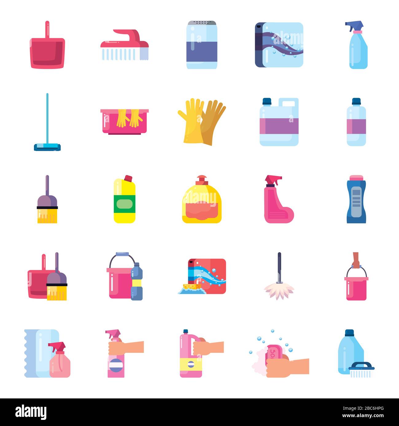 flat style icon set design, Cleaning service wash home hygiene ...