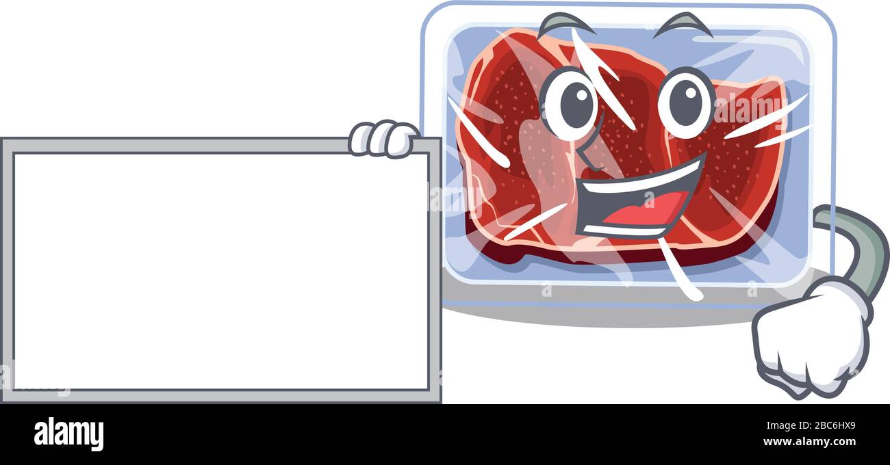 Frozen beef cartoon character design style with board Stock Vector ...