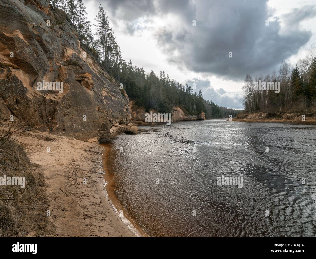 river water reflection landscape, natural composition, river Gauja near ...