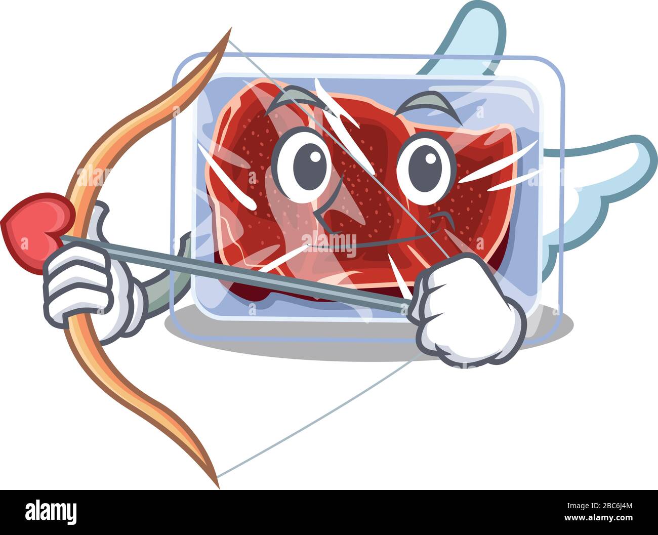 Frozen beef in cupid cartoon character with arrow and wings Stock ...