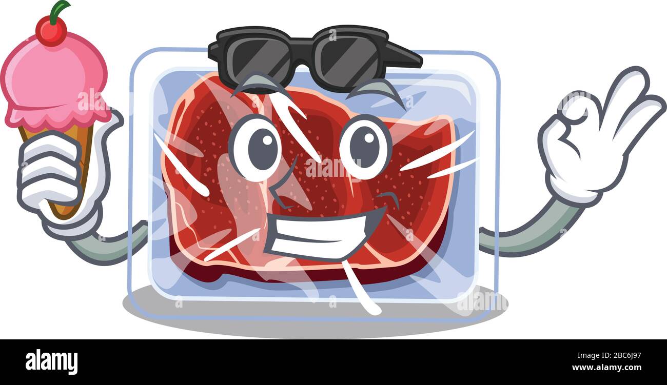 Cartoon design concept of frozen beef having an ice cream Stock Vector ...