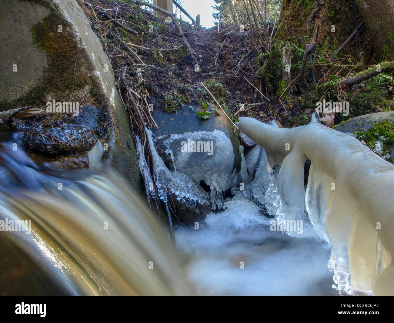abstract landscape with icicle texture on the background of running ...