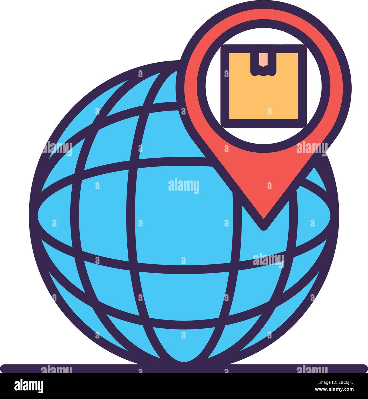 sphere planet browser with pin and box line and fill style Stock Vector ...