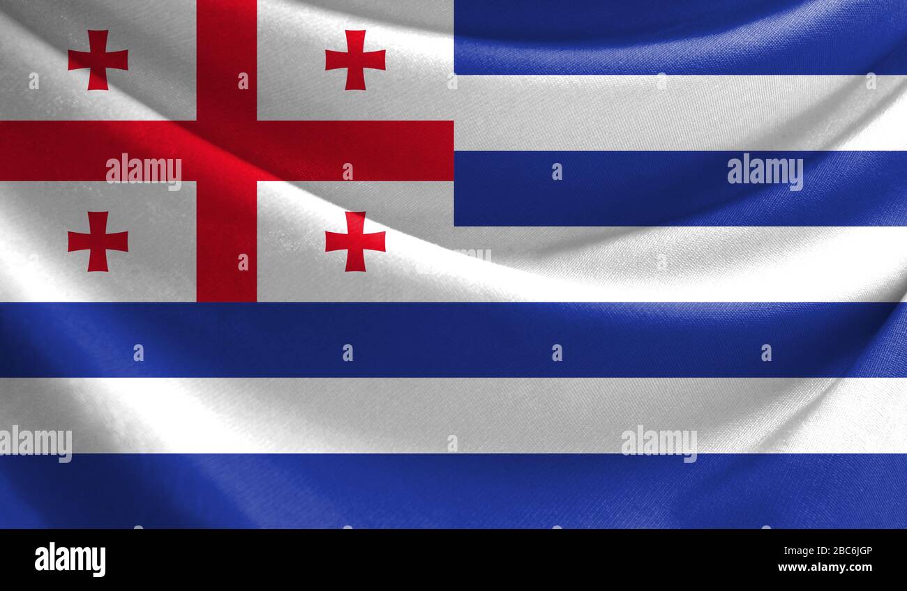 Realistic flag of Adjara on the wavy surface of fabric Stock Photo - Alamy