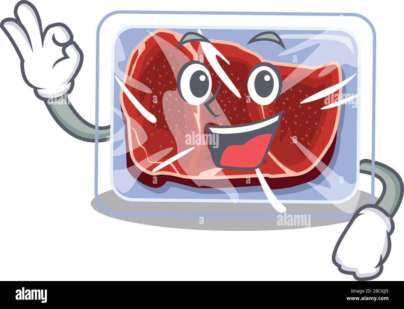Frozen beef mascot design style with an Okay gesture finger Stock ...