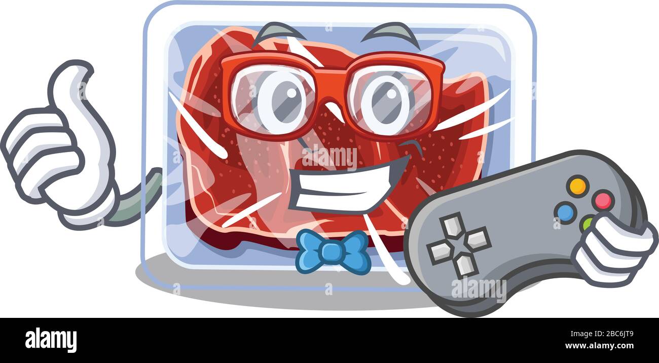 Mascot design concept of frozen beef gamer using controller Stock ...