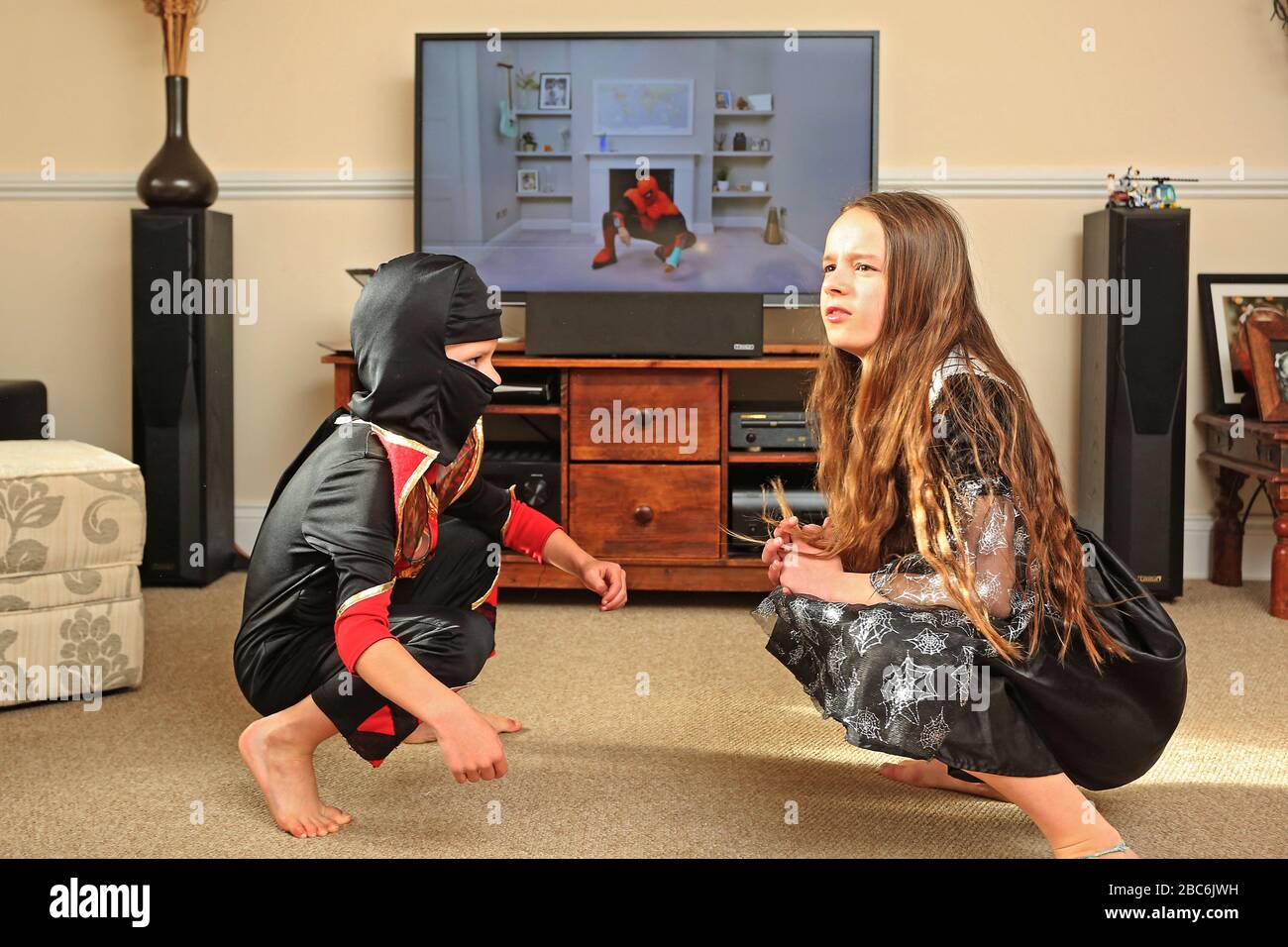 Wales, Rhys Williams and his sister Erin dress up for Joe Wicks Primary ...