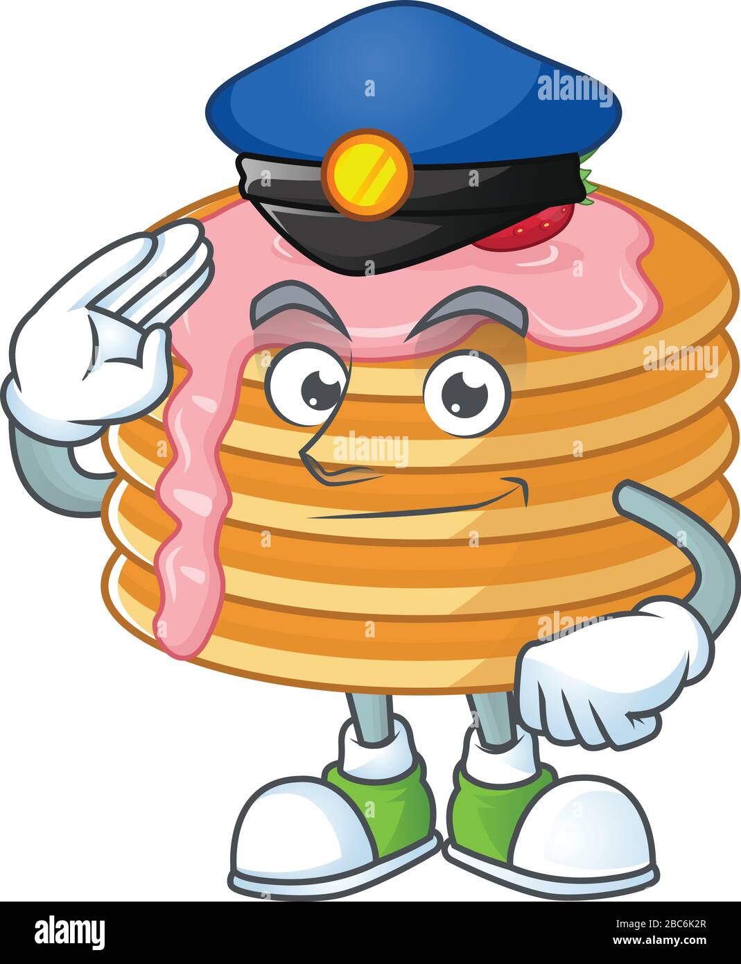 A dedicated Police officer of strawberry cream pancake mascot design ...