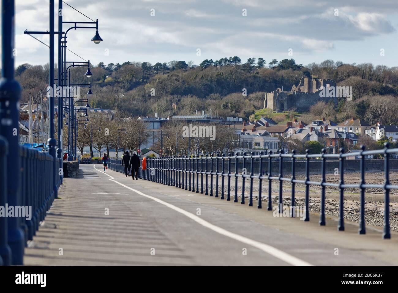 Pictured: The promenade in Mumbles, which is usually busy with people ...