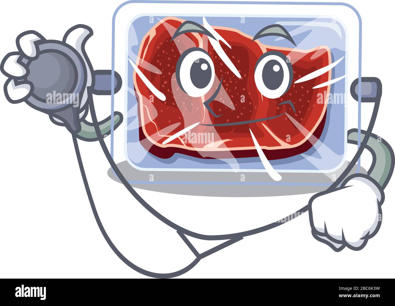 Frozen beef in doctor cartoon character with tools Stock Vector Image ...