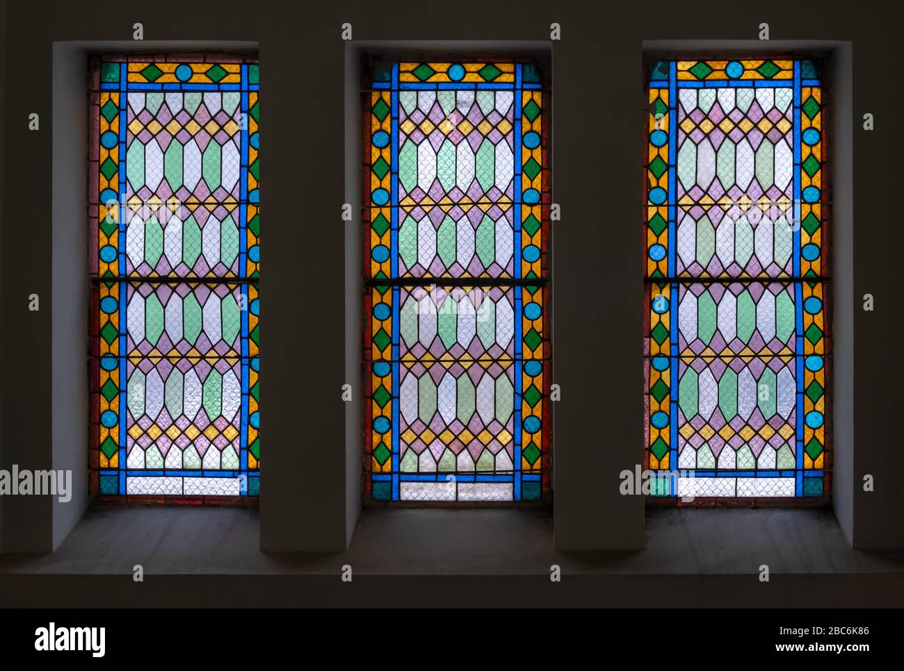 The art of multicolored stained glass window for interior design Stock ...