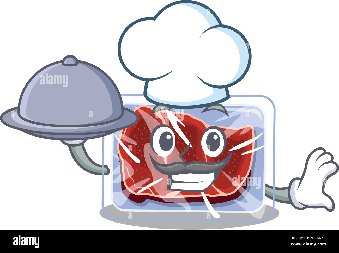 Frozen beef chef cartoon character serving food on tray Stock Vector ...