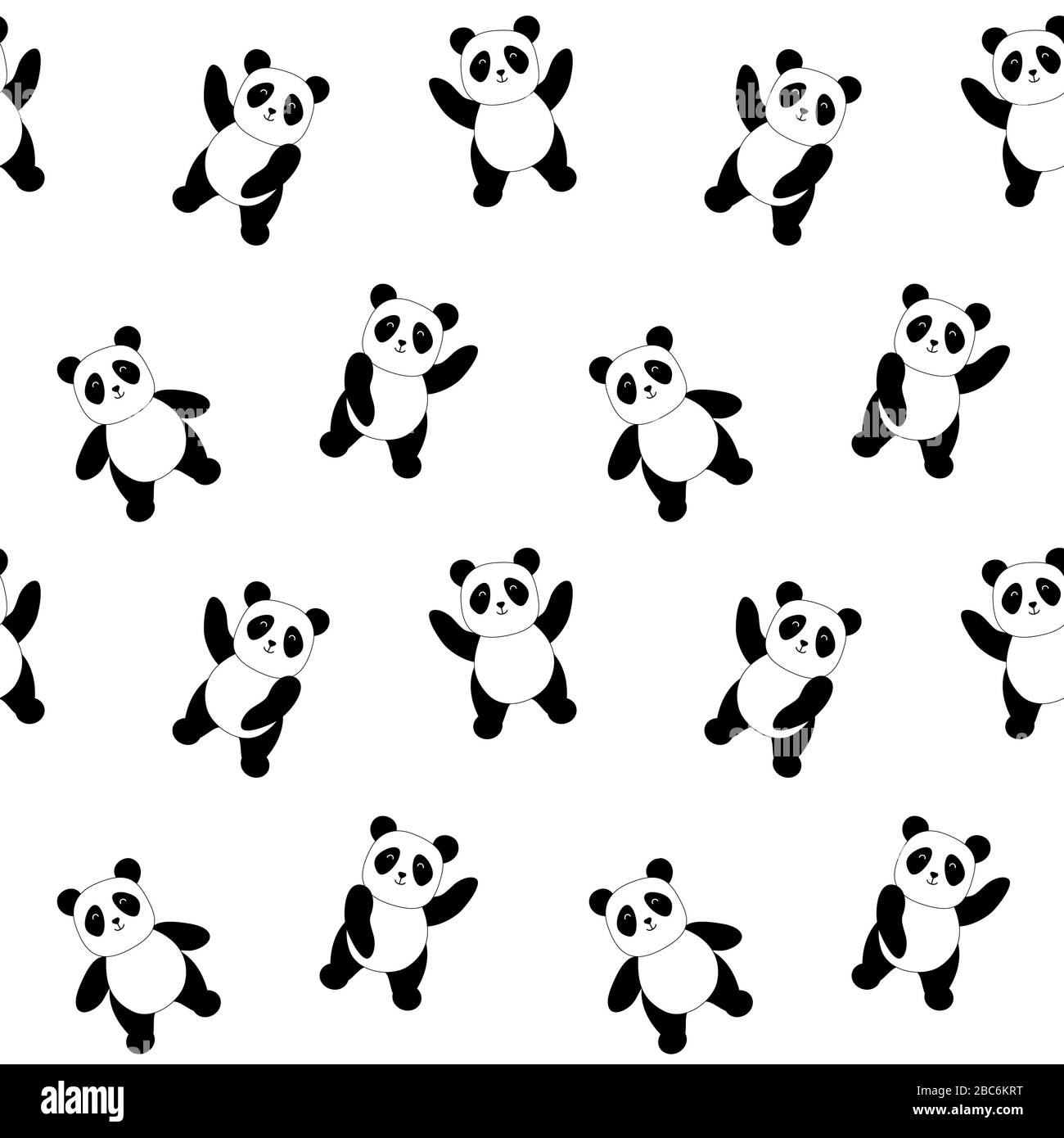 Seamless pattern with panda bears on white background. Flat vector ...