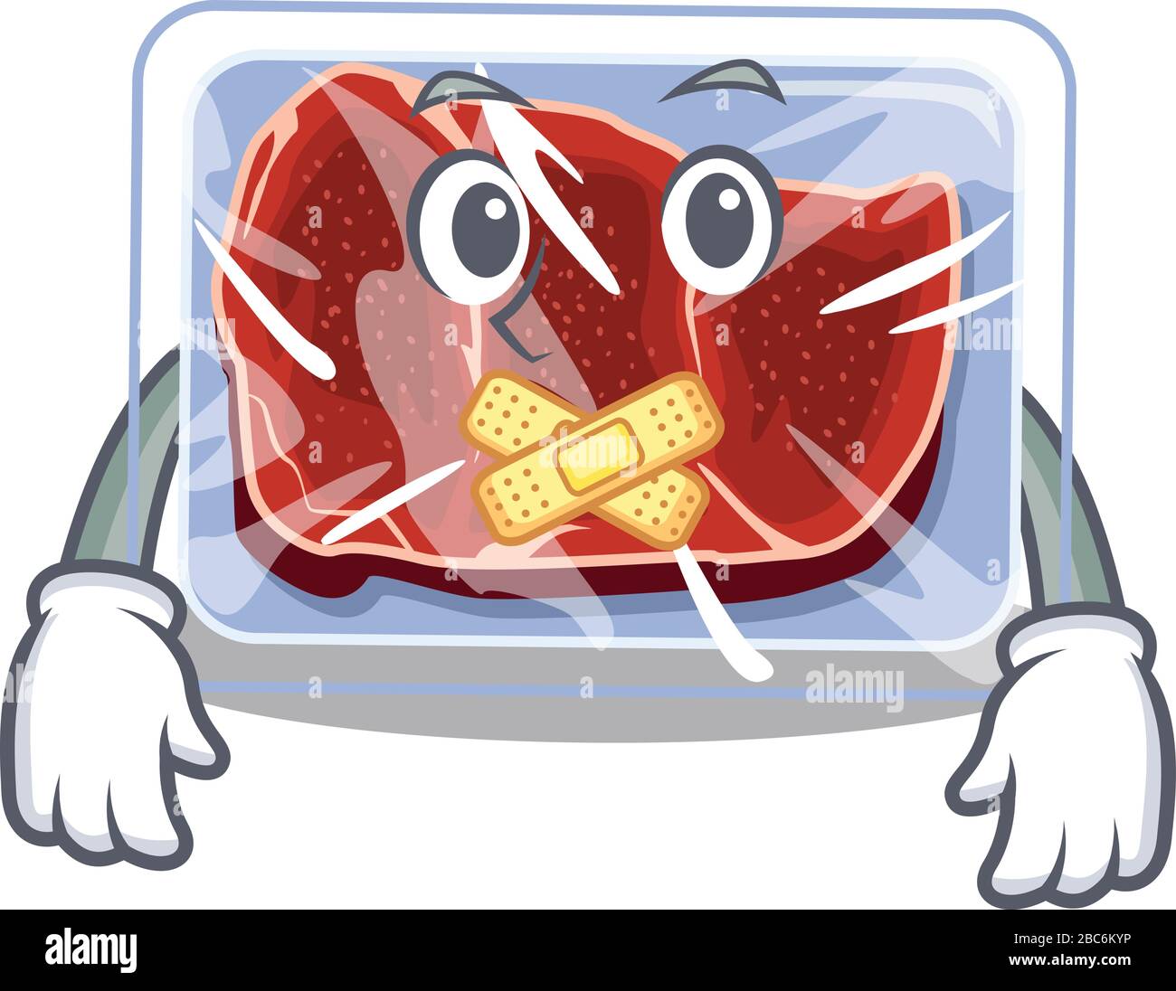 frozen beef cartoon character style with mysterious silent gesture ...