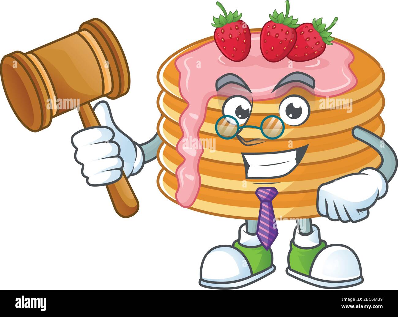 Charismatic Judge strawberry cream pancake cartoon character design ...
