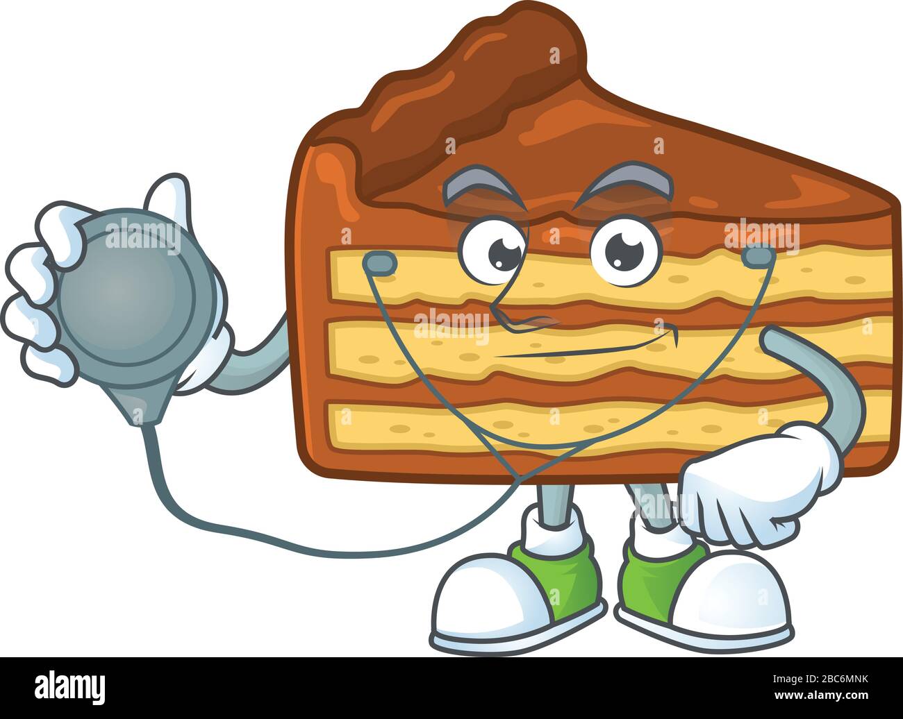 A dedicated Doctor chocolate slice cake Cartoon character with ...
