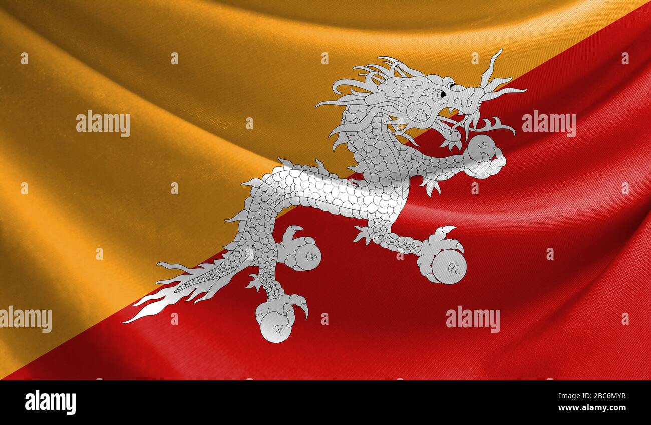 Realistic flag of Butane on the wavy surface of fabric Stock Photo - Alamy