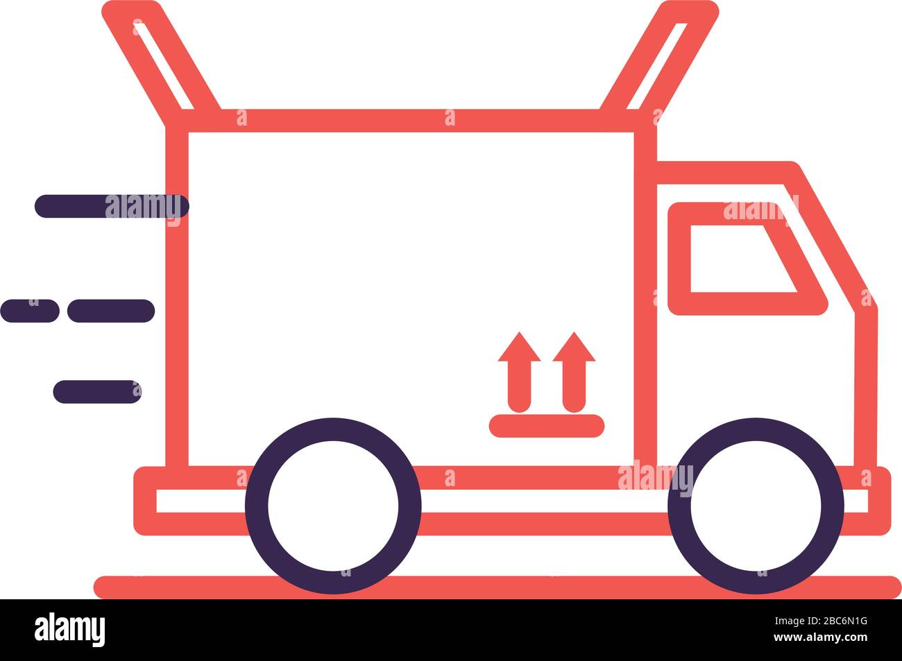 truck with box carton packing delivery service line Stock Vector Image ...