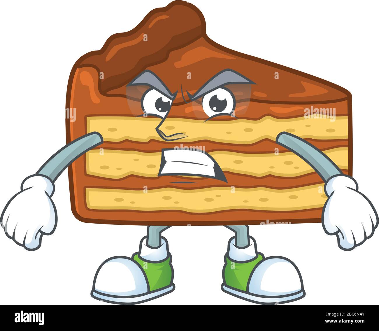Mascot design style of chocolate slice cake with angry face Stock ...