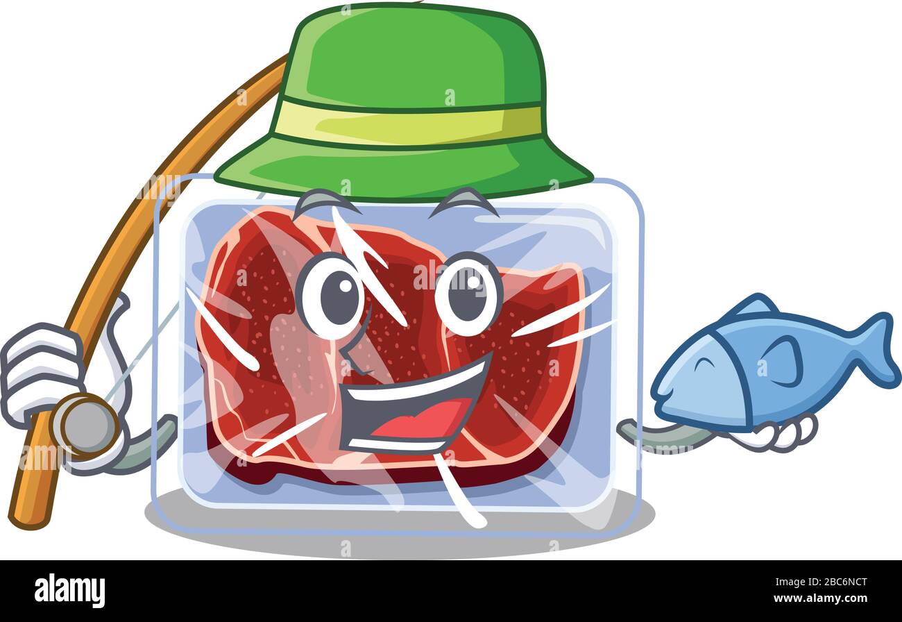 Cartoon design concept of frozen beef while fishing Stock Vector Image ...